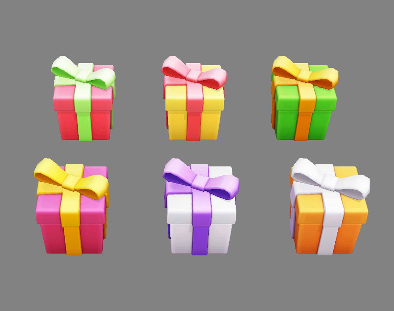 3D Cartoon Colorful Gift Box - Square Gift Box - TurboSquid 1725967