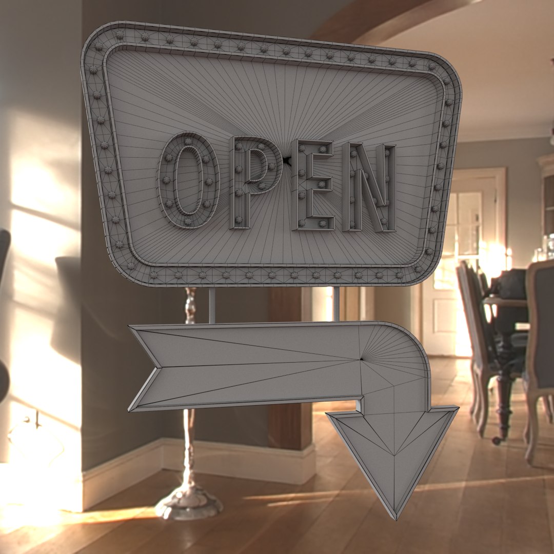 Retro Sign Open 3D Model - TurboSquid 1621587