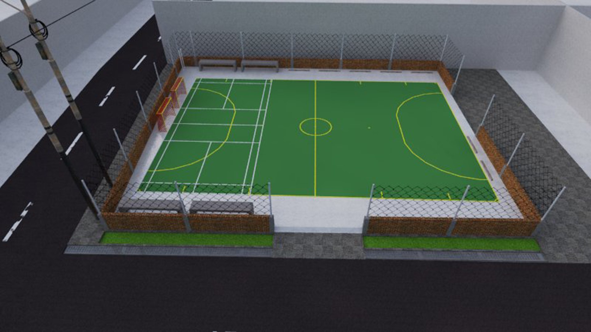 Parking Area With Futsal And Badminton Court 3D Model - TurboSquid 2114265