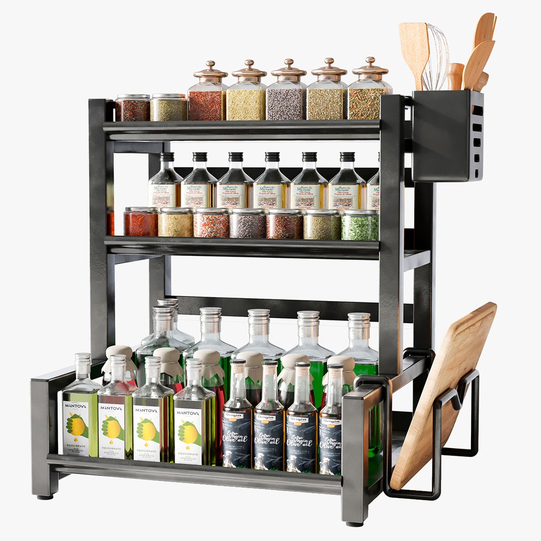 3D Spice Rack For Kitchen Or Restaurant Model - TurboSquid 2358690