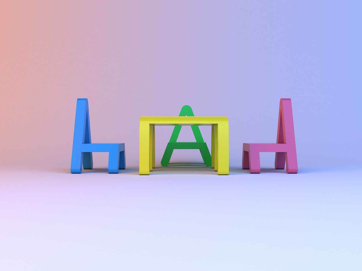 Alphabet Childs Set Furniture 3D Model - TurboSquid 1768877