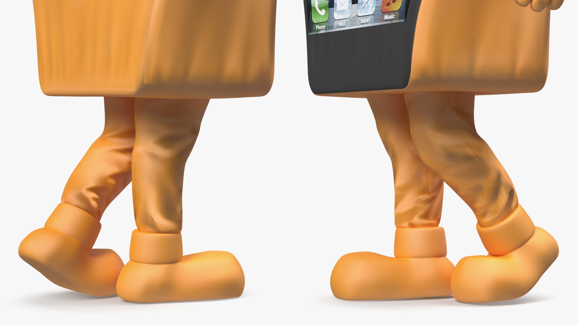 3D Orange IPhone Mascot Walking Model - TurboSquid 2059862
