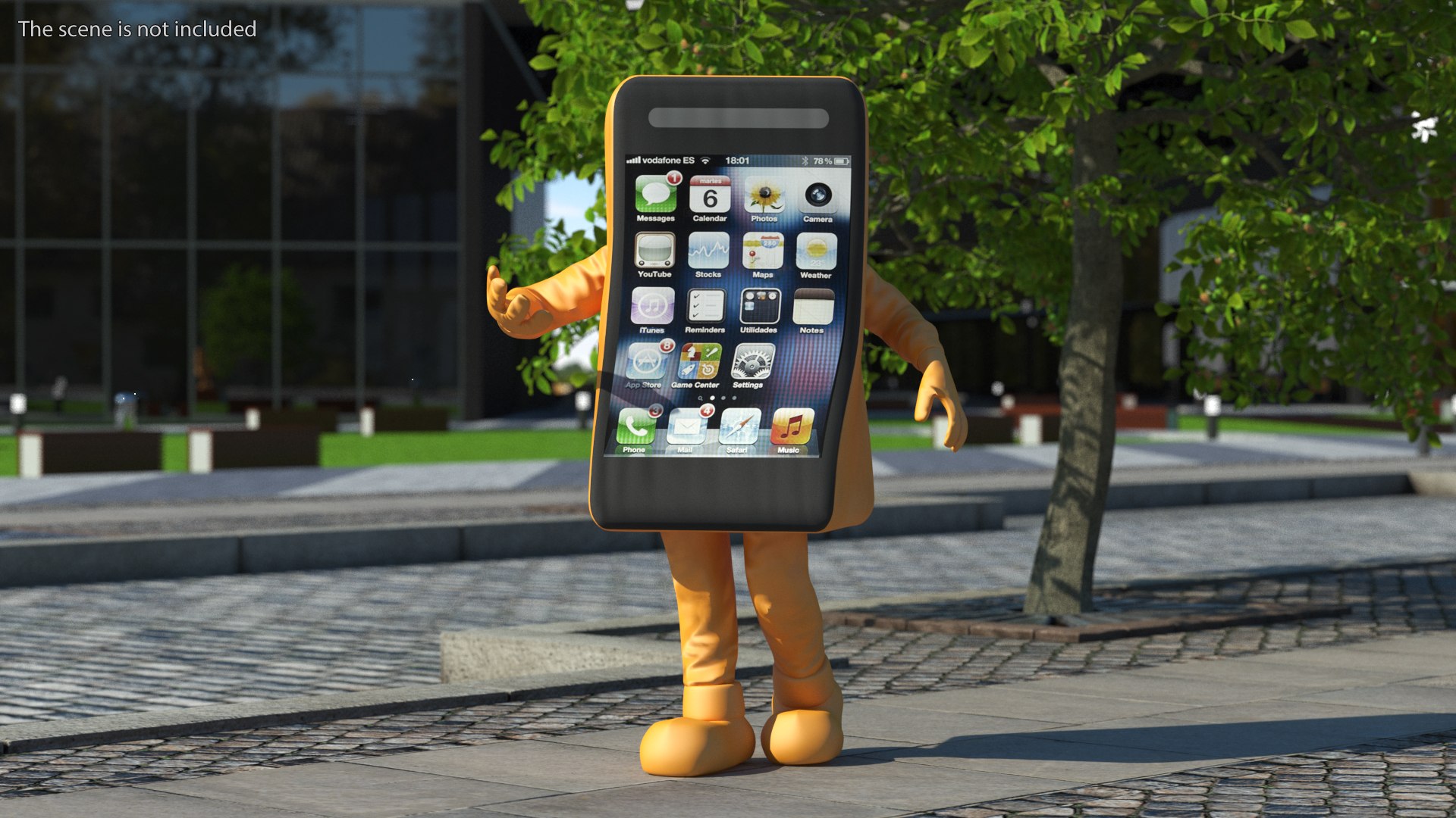 3D Orange IPhone Mascot Walking Model - TurboSquid 2059862