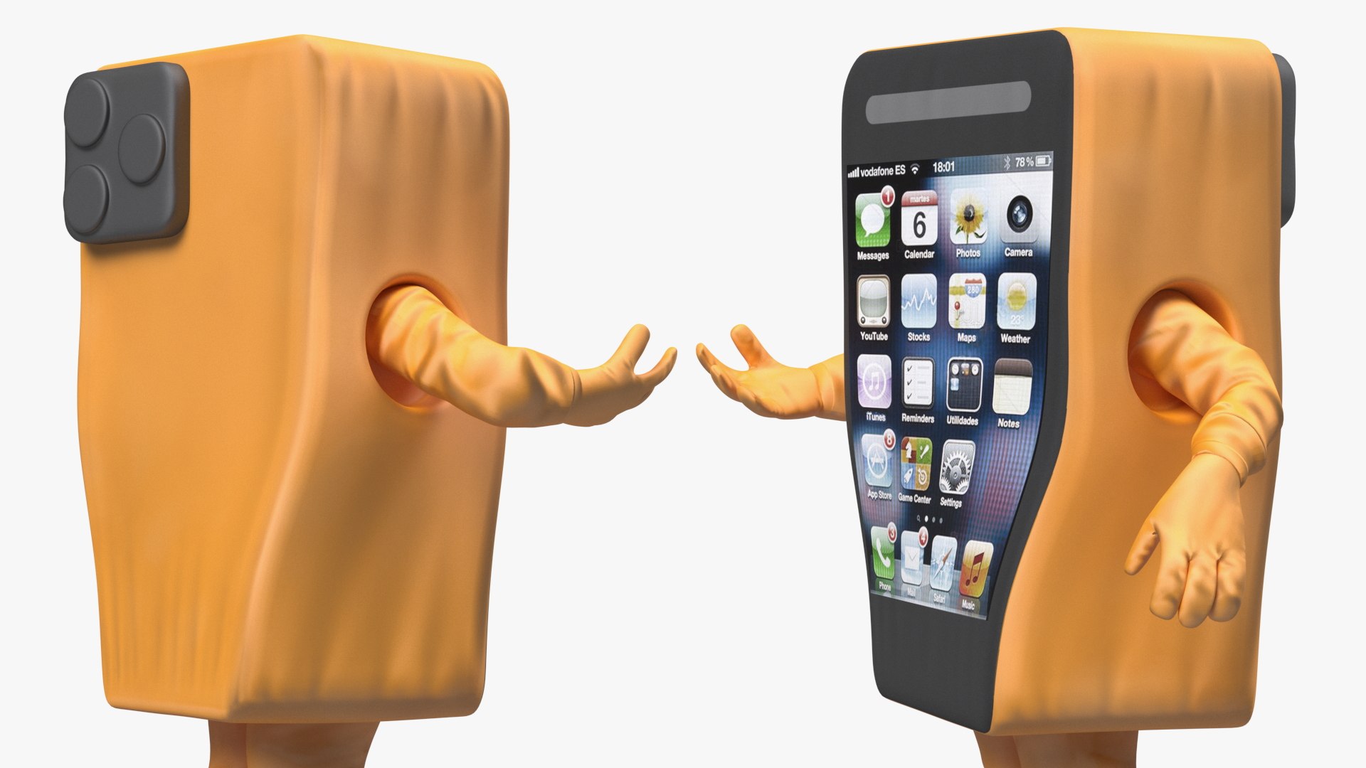 3D Orange IPhone Mascot Walking Model - TurboSquid 2059862