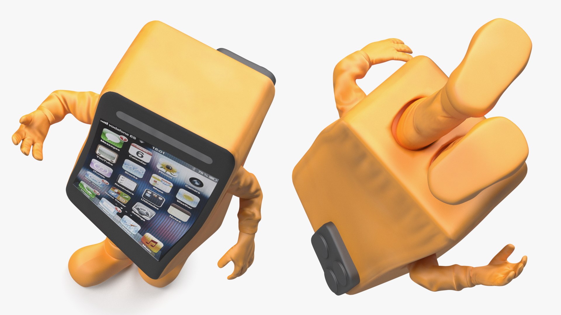 3D Orange IPhone Mascot Walking Model - TurboSquid 2059862