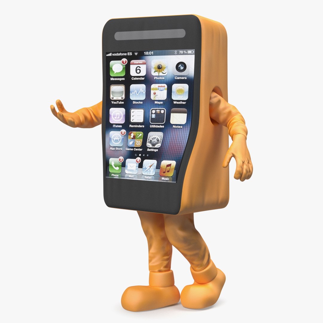 3D Orange IPhone Mascot Walking model - TurboSquid 2059862