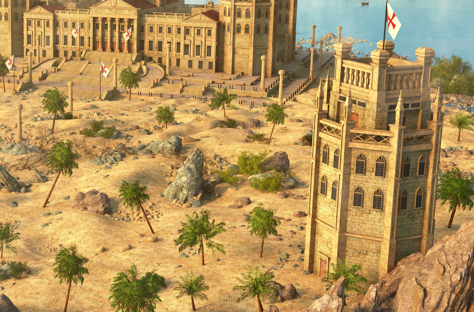 3D Oasis Palace Environment - TurboSquid 2403675