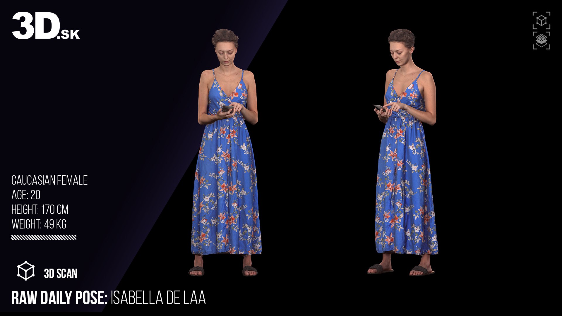 3D Model Raw Daily Pose Scan Isabella De Laa Dressed Mobile ...