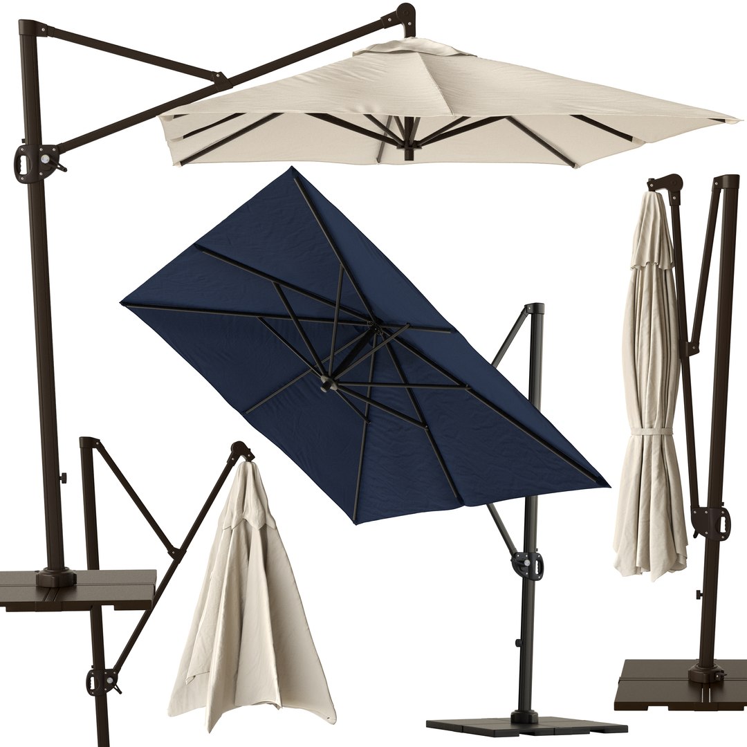 Rectangular Cantilever Outdoor Patio Umbrella Pottery Barn 3D Model ...