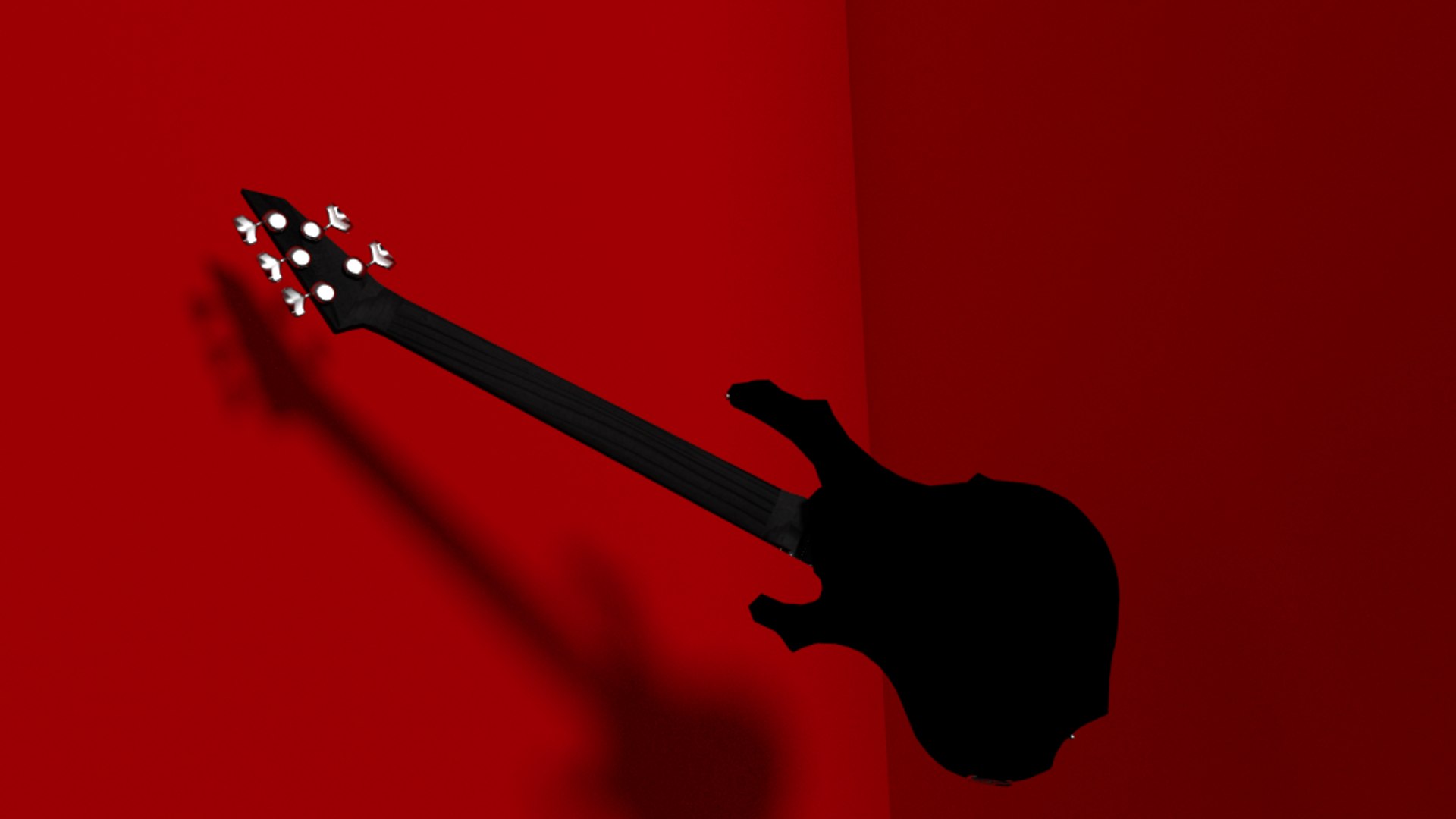 3d Black 5 String Bass Model