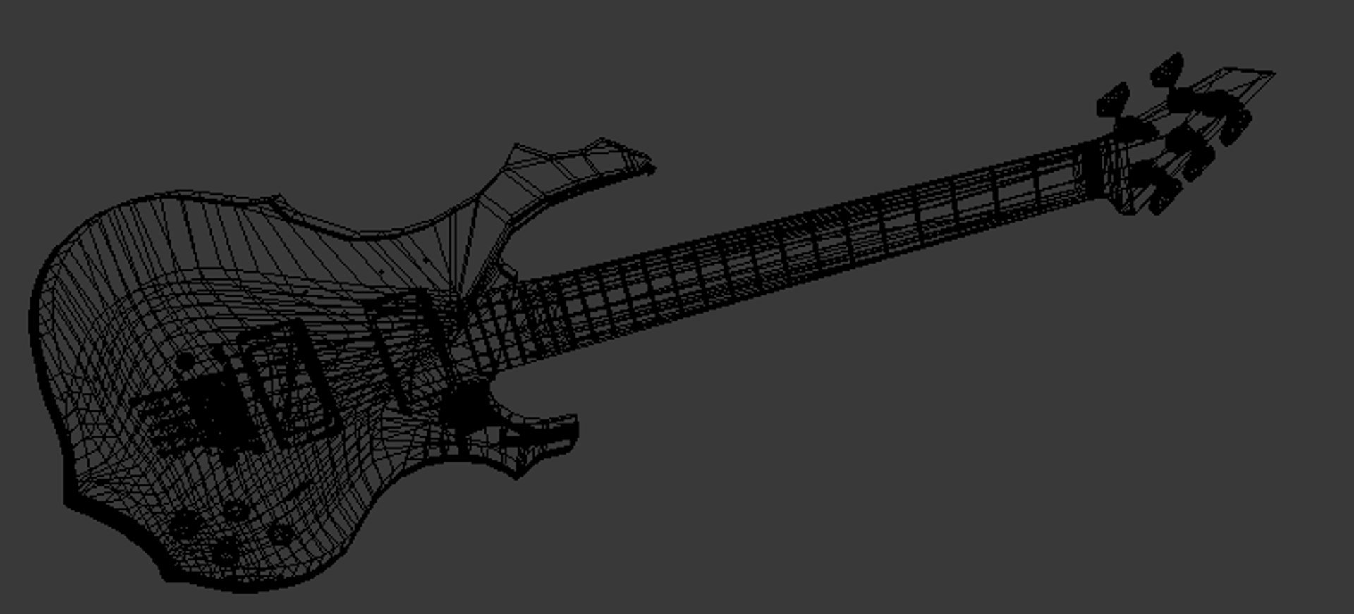 3d Black 5 String Bass Model