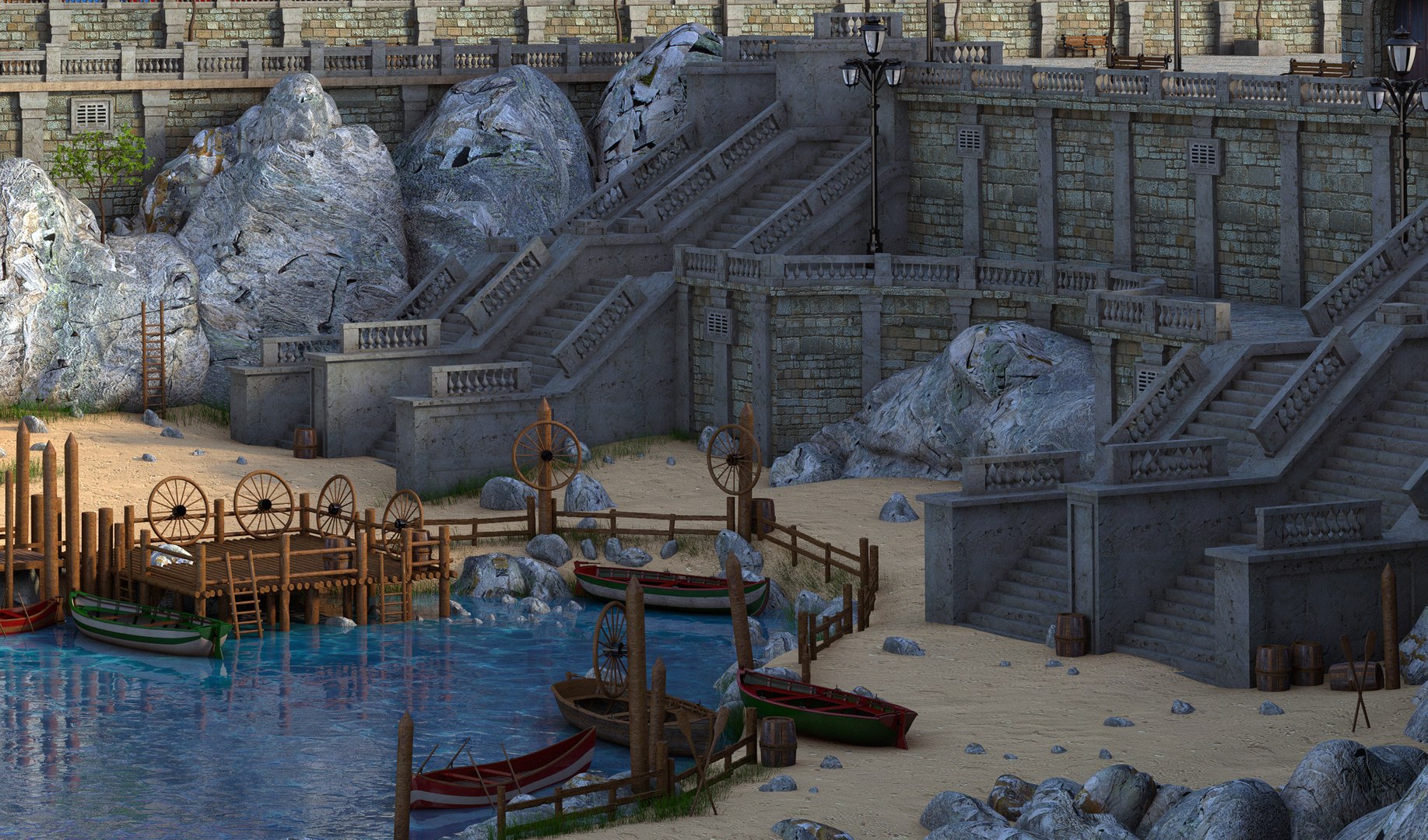 3D Model Town Fantasy Color - TurboSquid 1317380