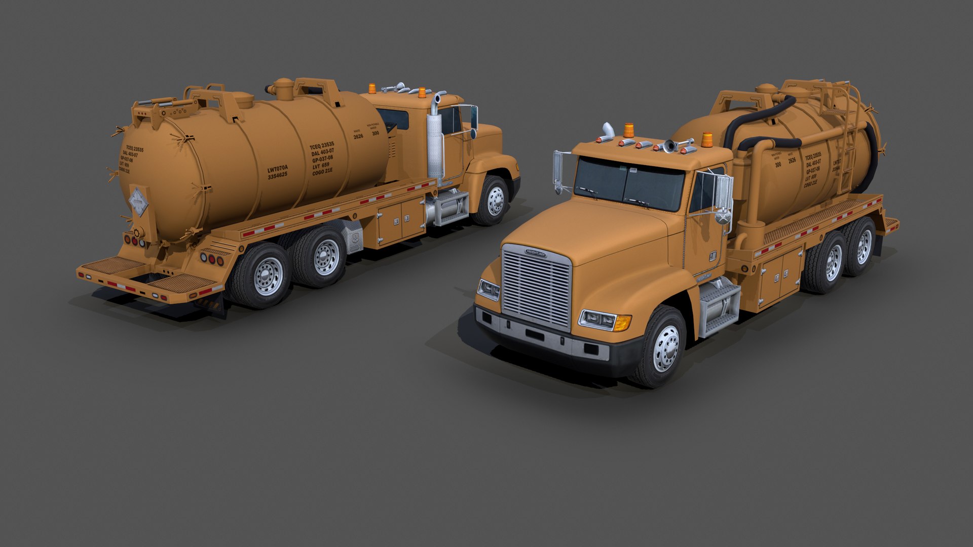 3D Freightliner FLD 120 2000 Vacuum Truck S01 - TurboSquid 2127192
