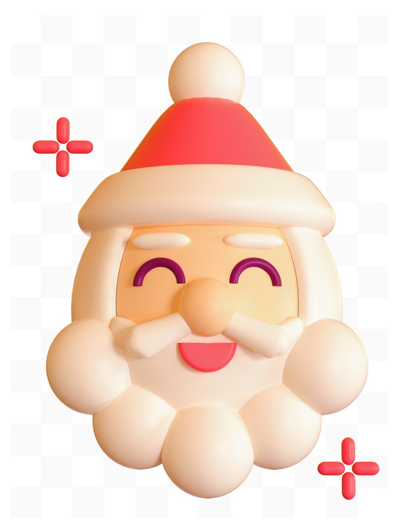 Christmas Simple Cartoon Icon Santa 3D Model - TurboSquid 2053158