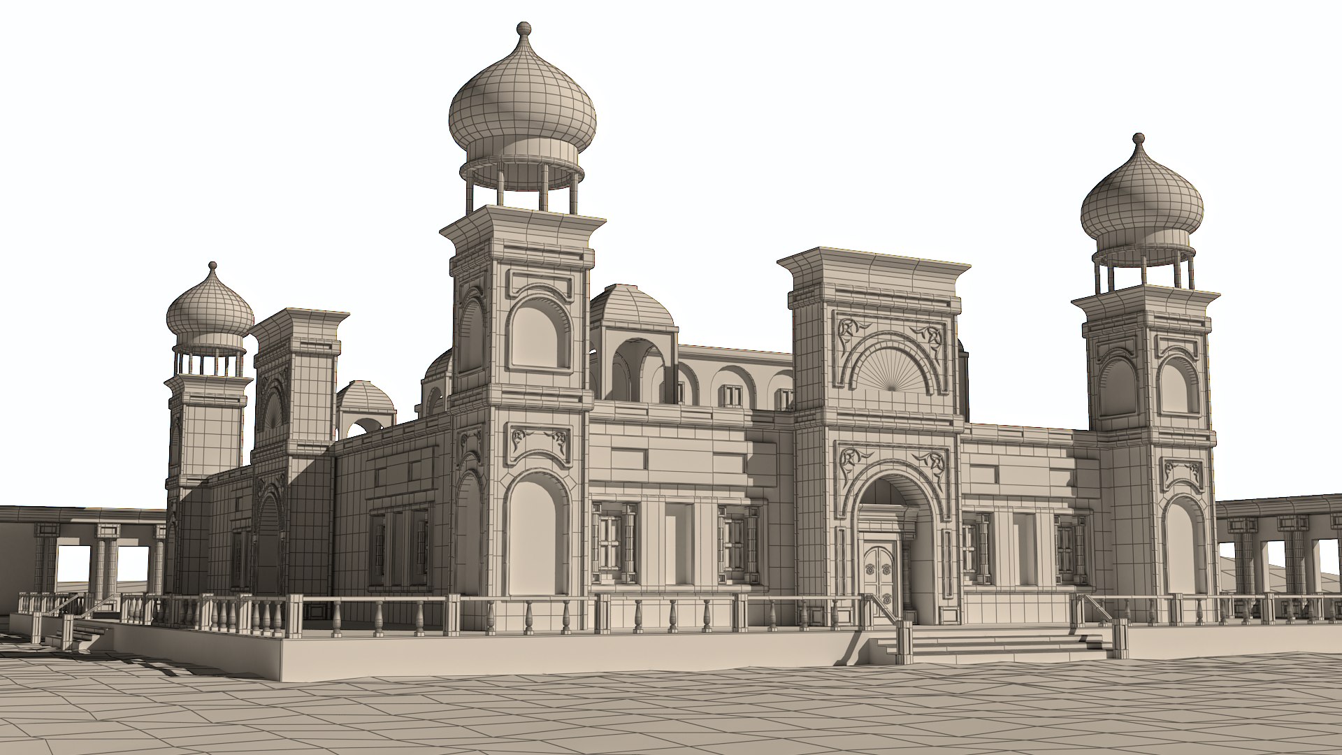 3D Arabic Palace Architectural Model - TurboSquid 1575741