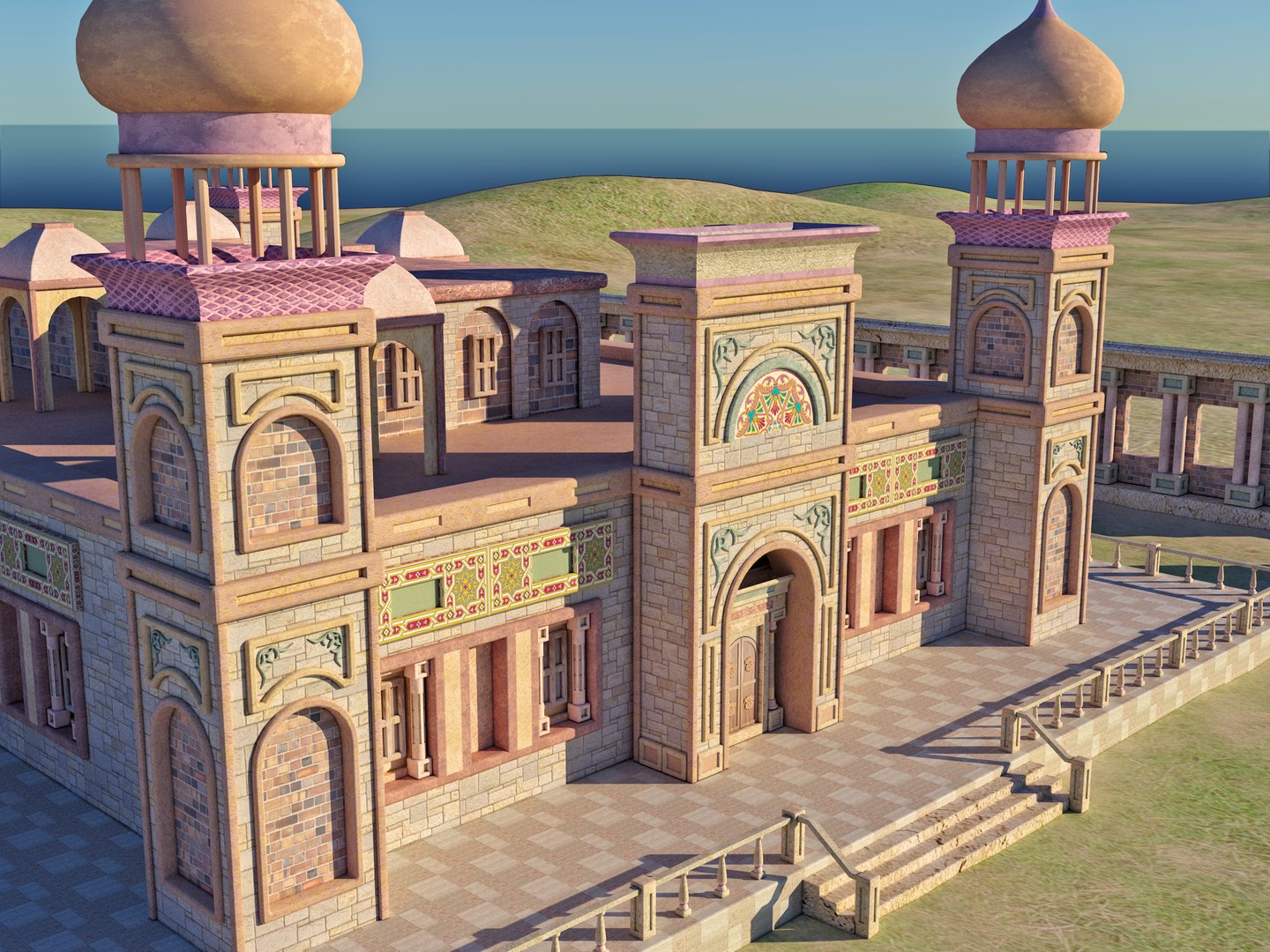 3D Arabic Palace Architectural Model - TurboSquid 1575741