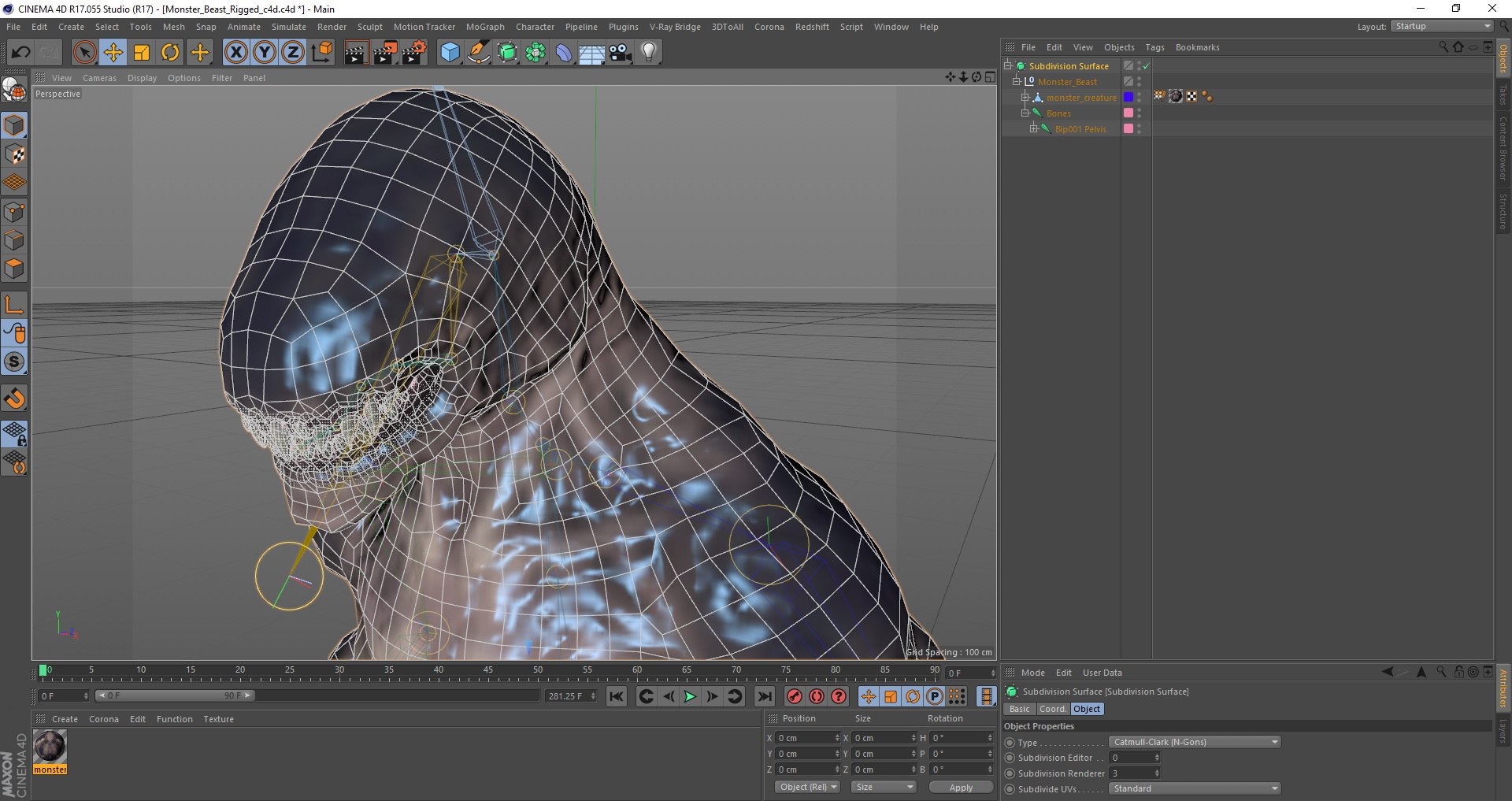 3D Monster Creature Rigged for Cinema 4D - TurboSquid 1717747