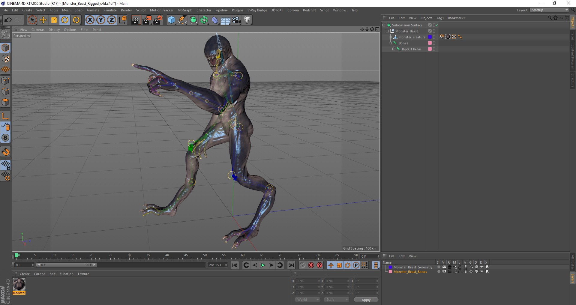 3D Monster Creature Rigged for Cinema 4D - TurboSquid 1717747