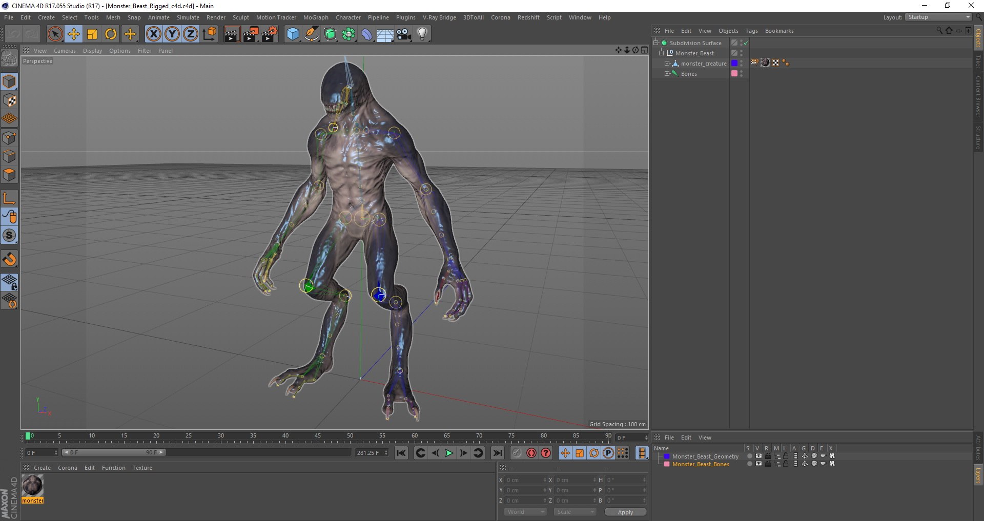 3D Monster Creature Rigged for Cinema 4D - TurboSquid 1717747