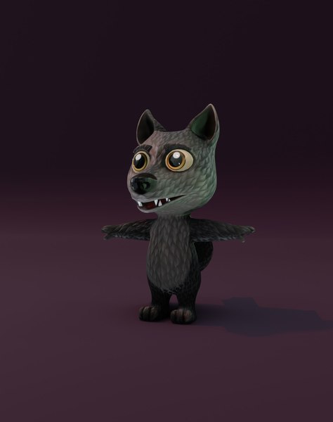 modelo 3d Modelo 3D animado de lobo negro de dibujos animados ...