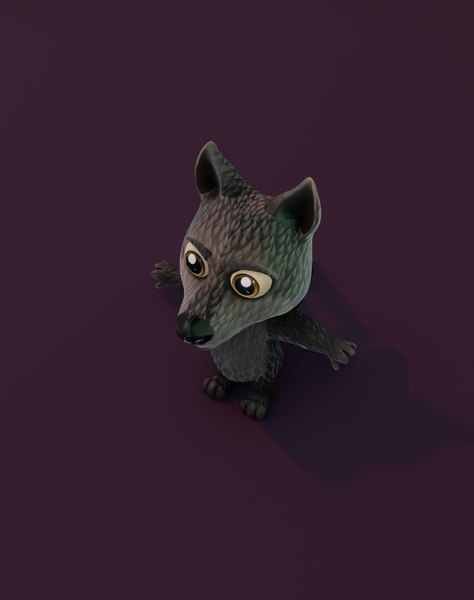 modelo 3d Modelo 3D animado de lobo negro de dibujos animados ...