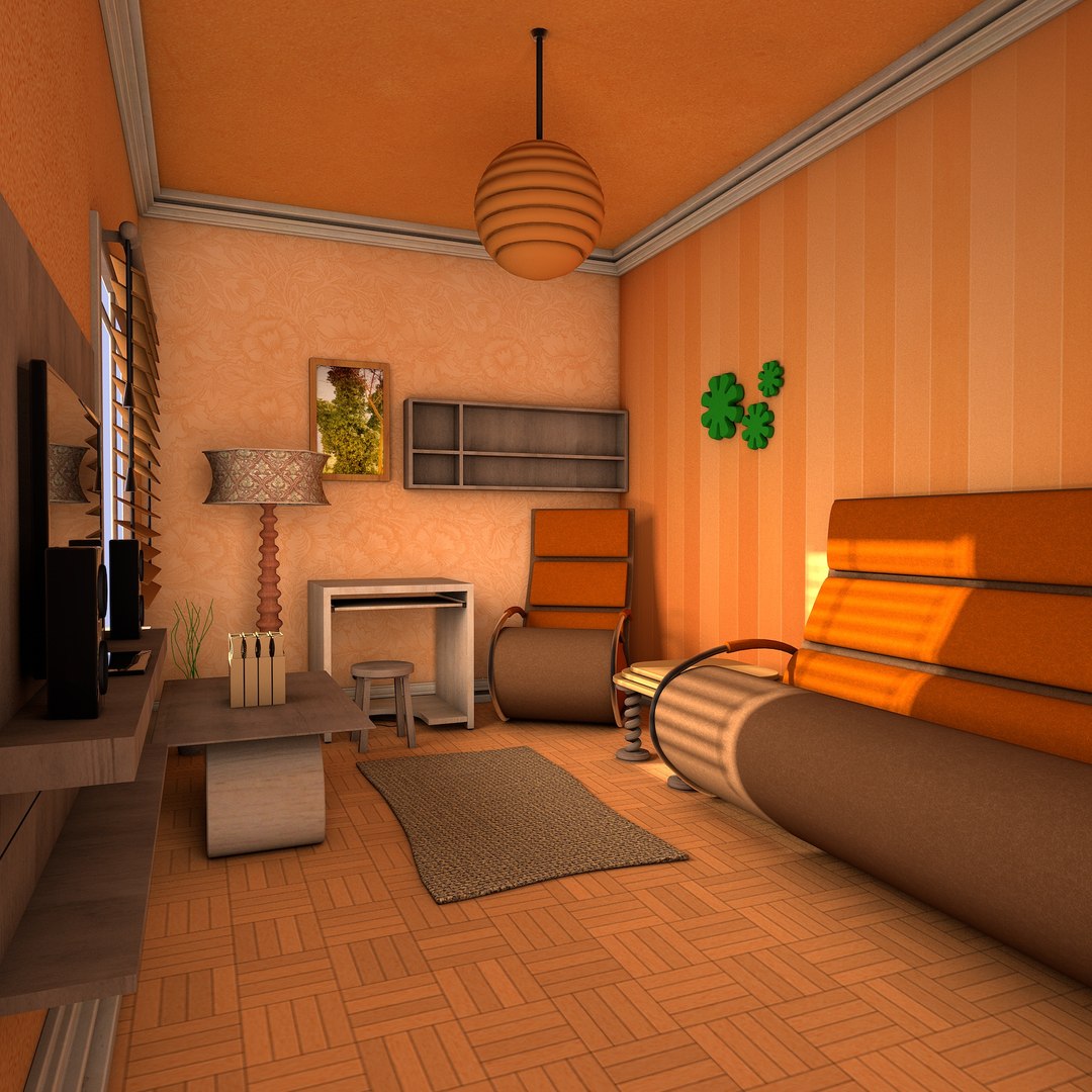3d cozy living room model