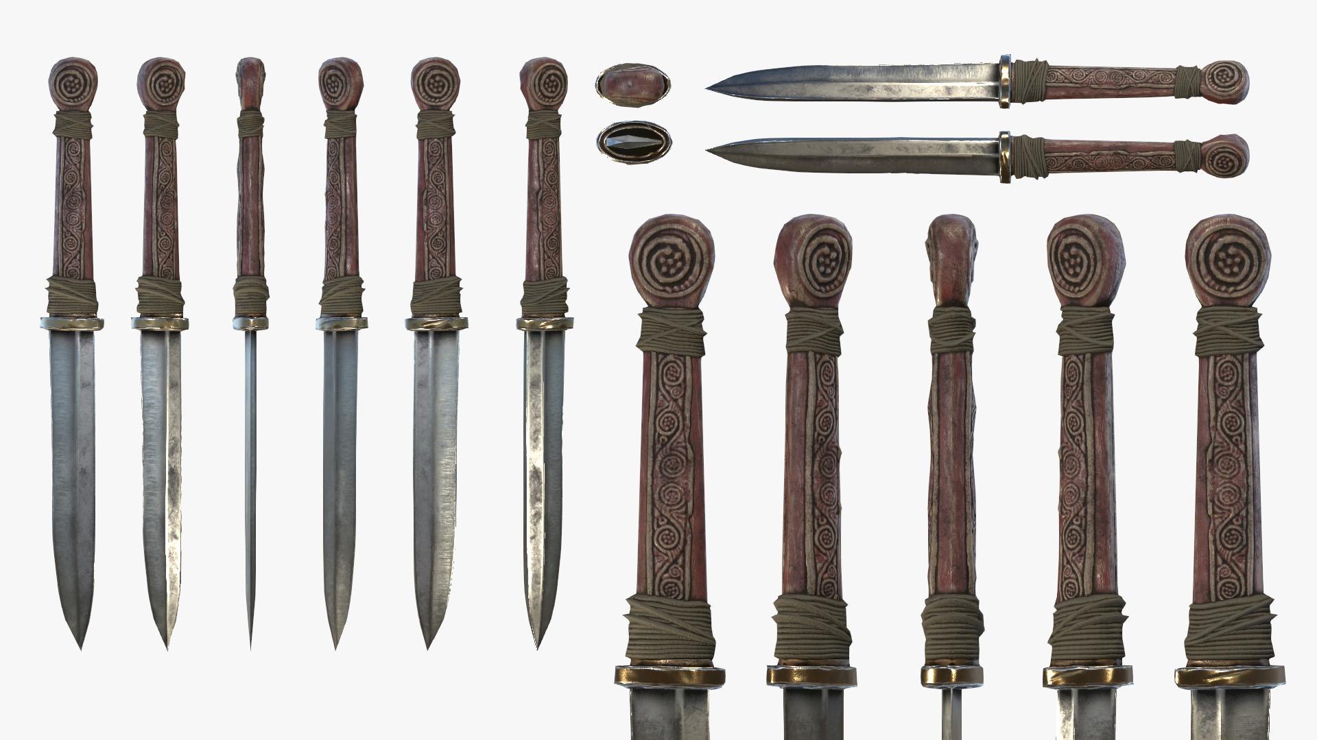 3D Fantasy Sword RPG Saxon Seax Sax Sword Knife Shortsword Dagger Blade ...