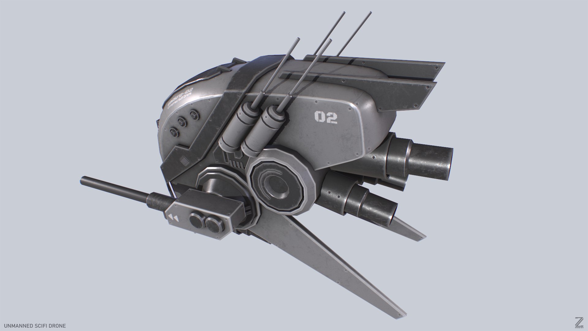 Unmanned Scifi Drone 3D Model - TurboSquid 2400356