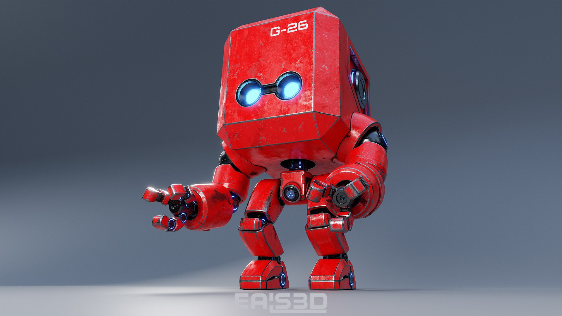 3D Cute Space Robot Rigged G-26 Red model - TurboSquid 2159498