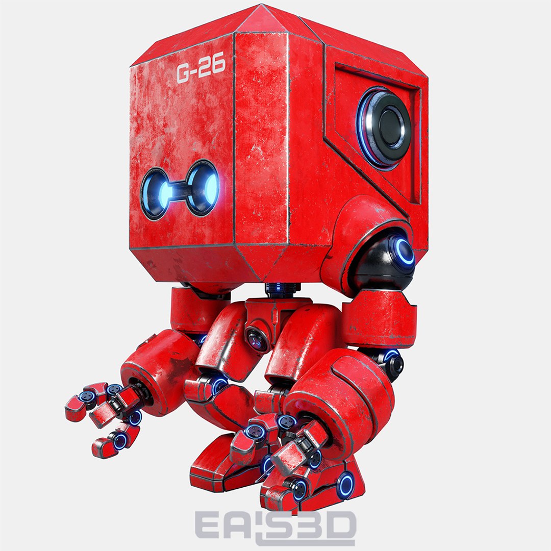 3D Cute Space Robot Rigged G-26 Red model - TurboSquid 2159498