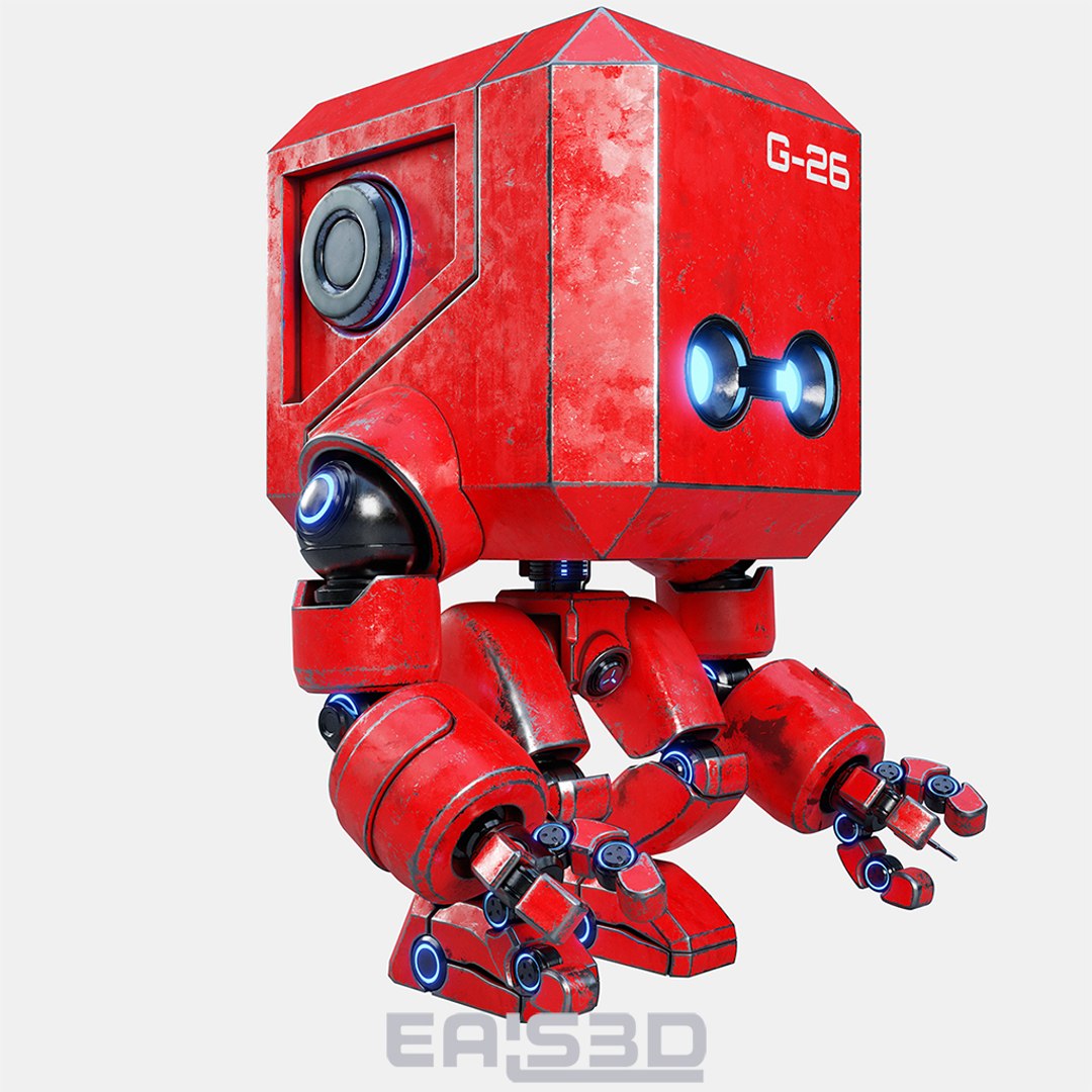 3D Cute Space Robot Rigged G-26 Red model - TurboSquid 2159498
