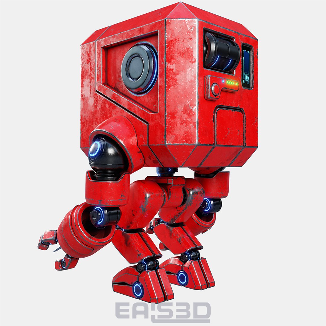 3D Cute Space Robot Rigged G-26 Red model - TurboSquid 2159498