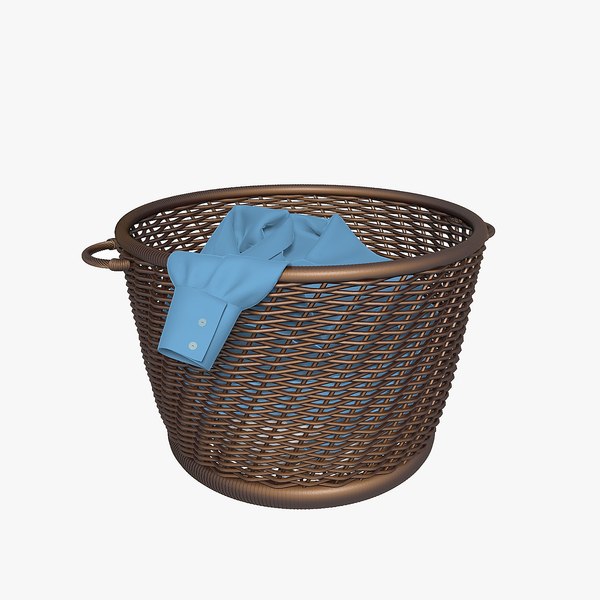 wicker basket linen 3d model