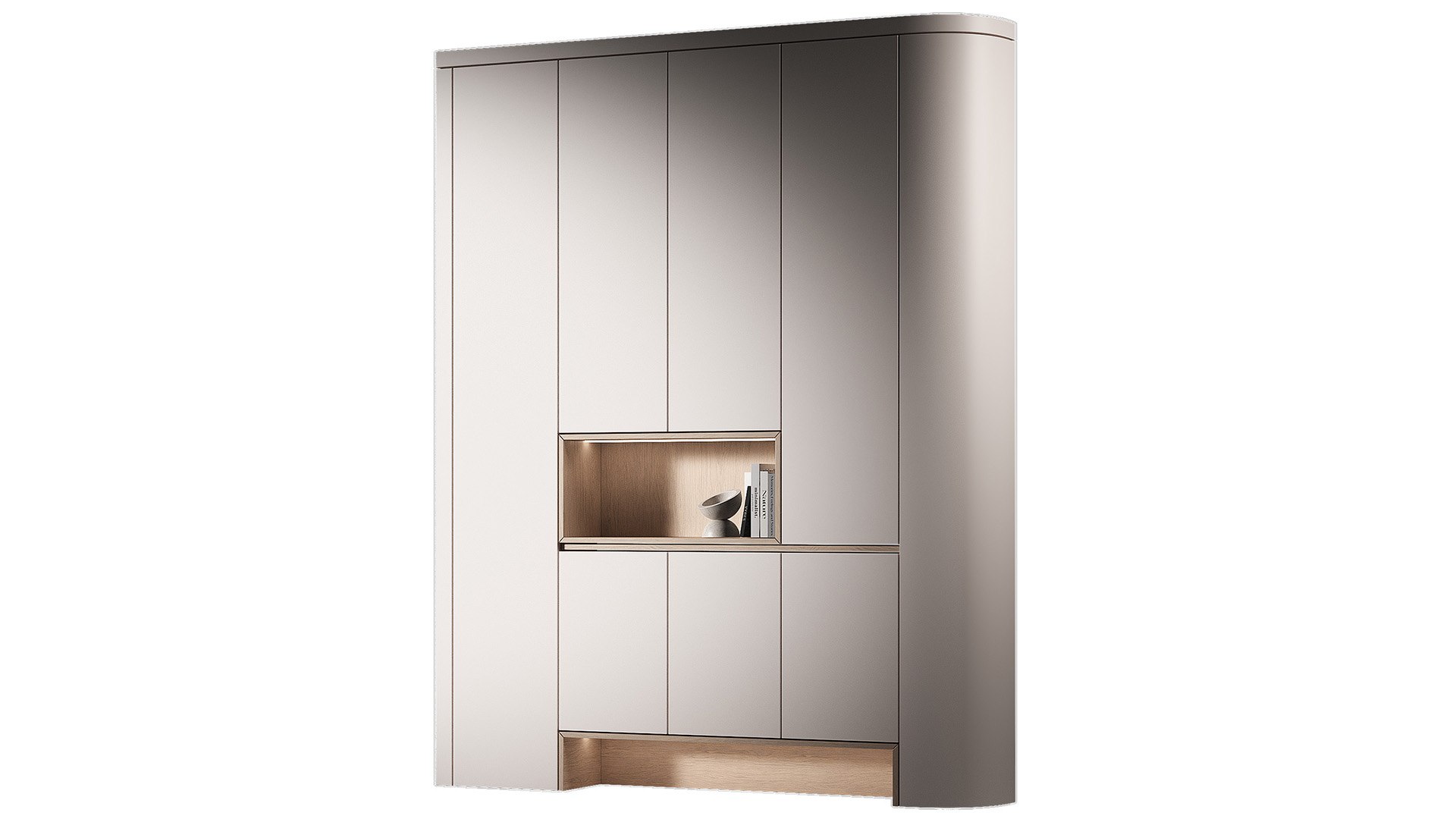 3D Modular Rounded Cabinet Furniture Minimal White Modern Wardrobe Set ...