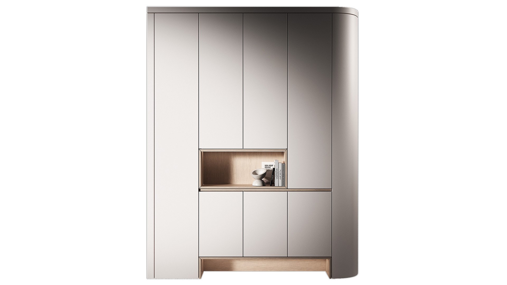 3D Modular Rounded Cabinet Furniture Minimal White Modern Wardrobe Set ...