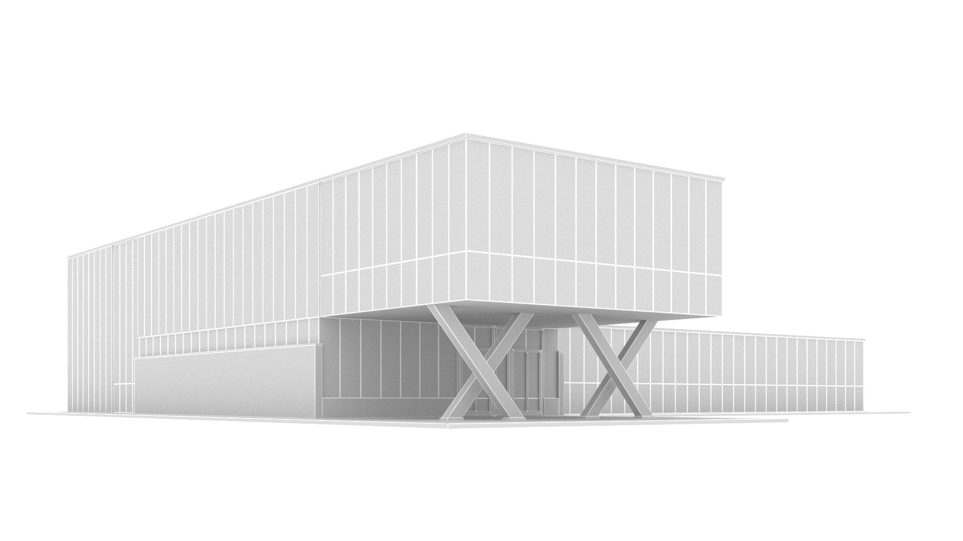 3D Gallery Modern Art Building Model - TurboSquid 2346685