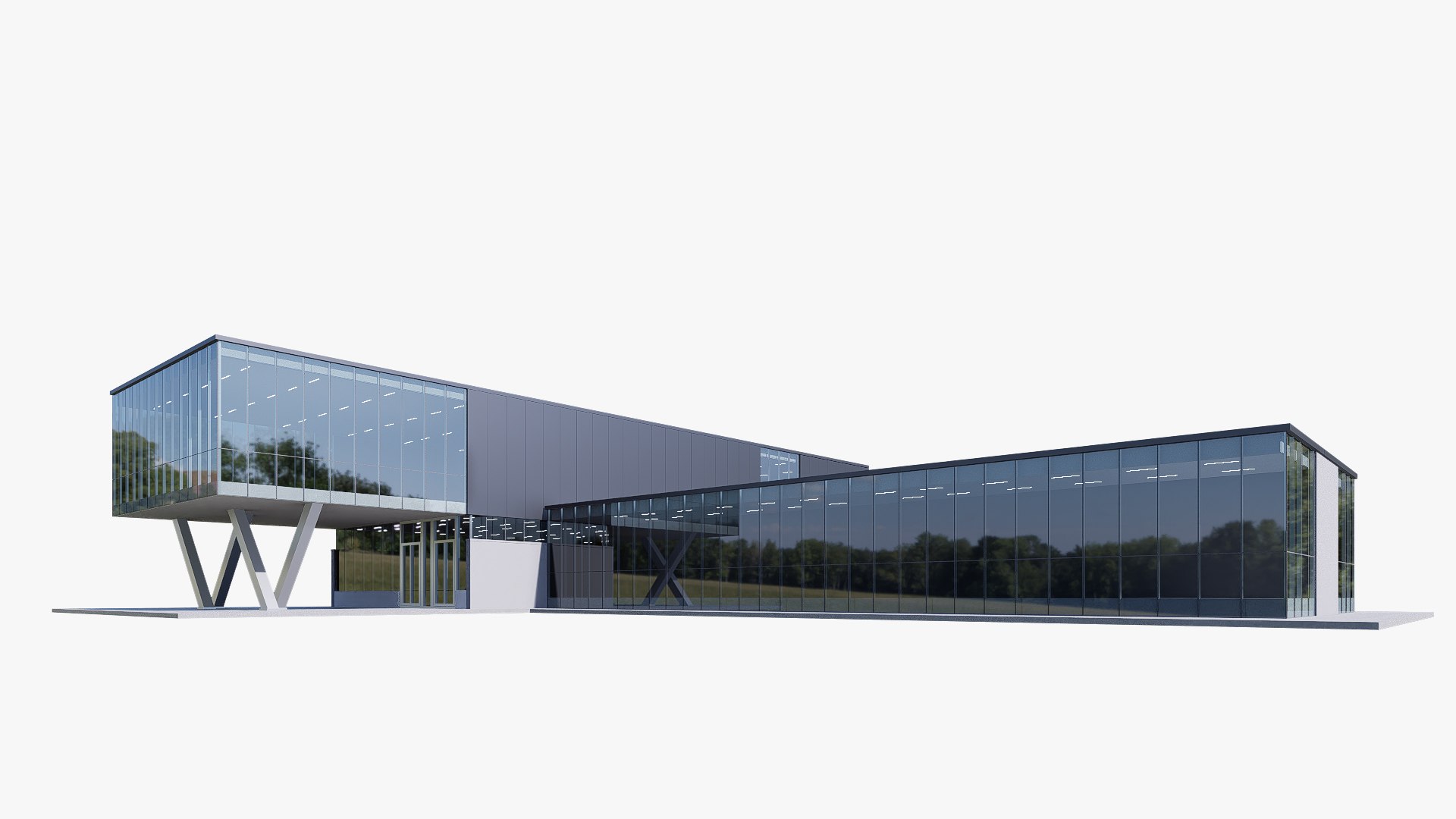 3D Gallery Modern Art Building Model - TurboSquid 2346685