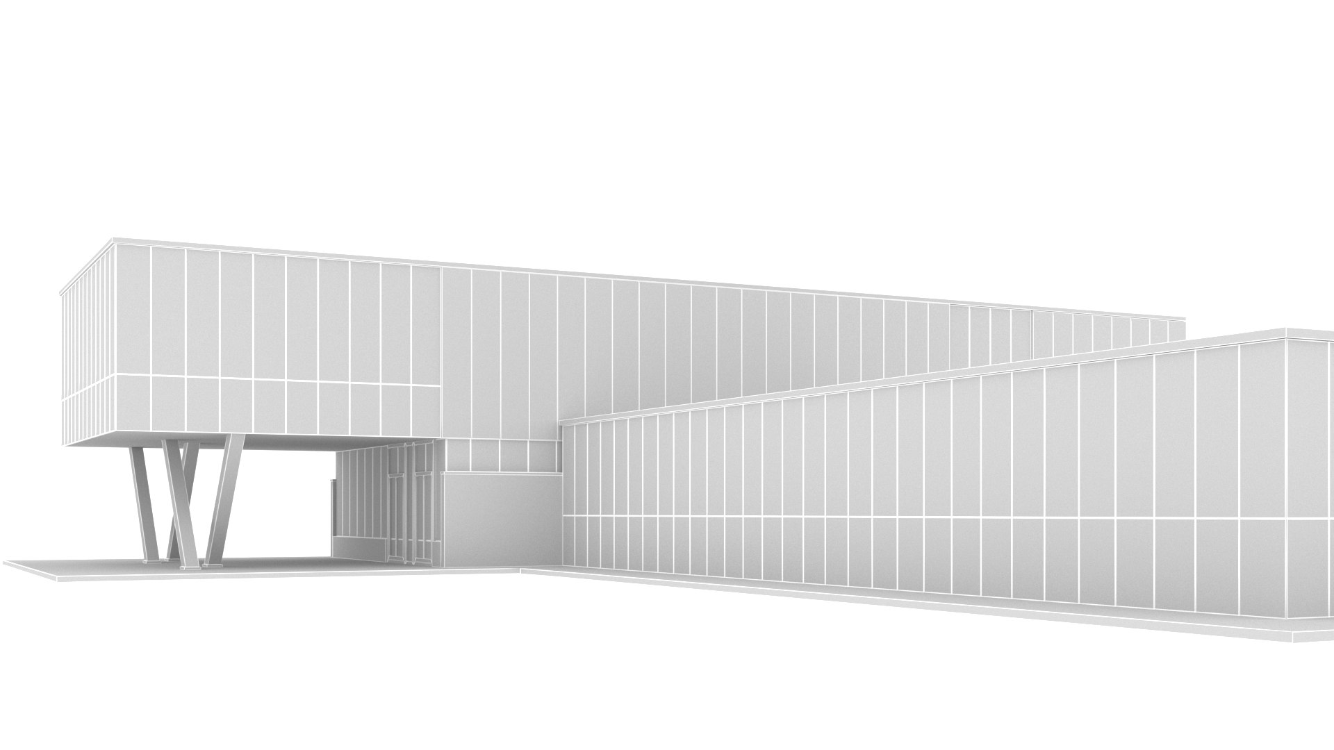 3D Gallery Modern Art Building Model - TurboSquid 2346685