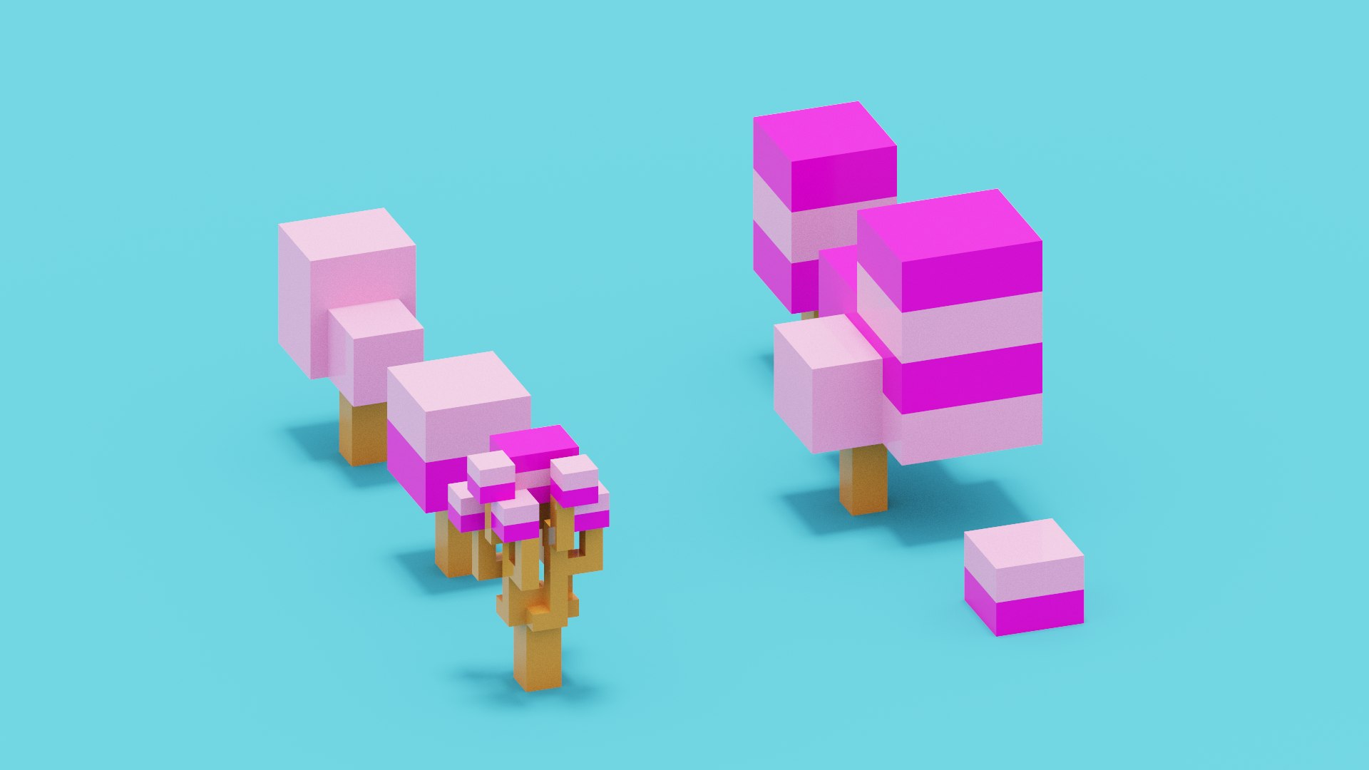 3D Pink Tree Set Low-poly 3D Model - TurboSquid 2090747