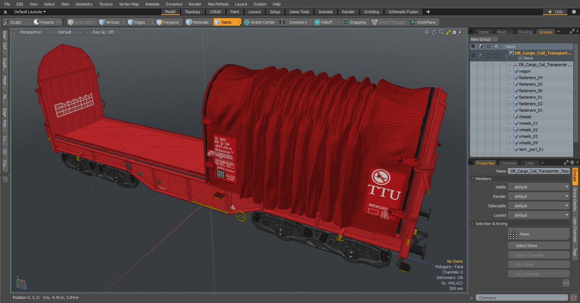3D model DB Cargo Coil Transporter Tarpaulin Freight Wagon No Interior Clear - TurboSquid 1796052
