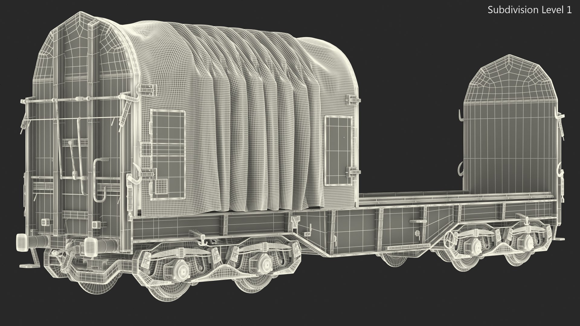 3D model DB Cargo Coil Transporter Tarpaulin Freight Wagon No Interior Clear - TurboSquid 1796052