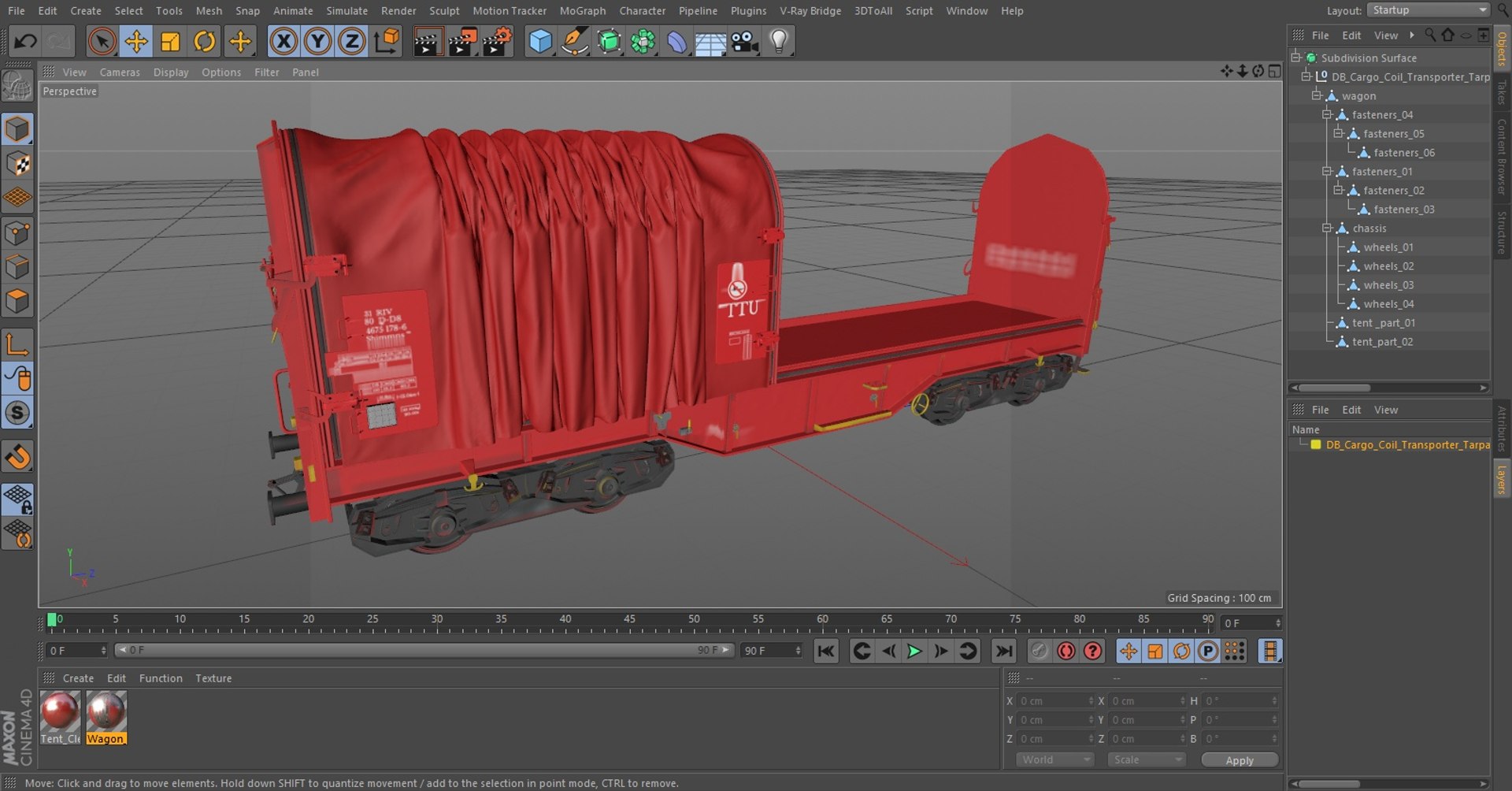 3D model DB Cargo Coil Transporter Tarpaulin Freight Wagon No Interior Clear - TurboSquid 1796052
