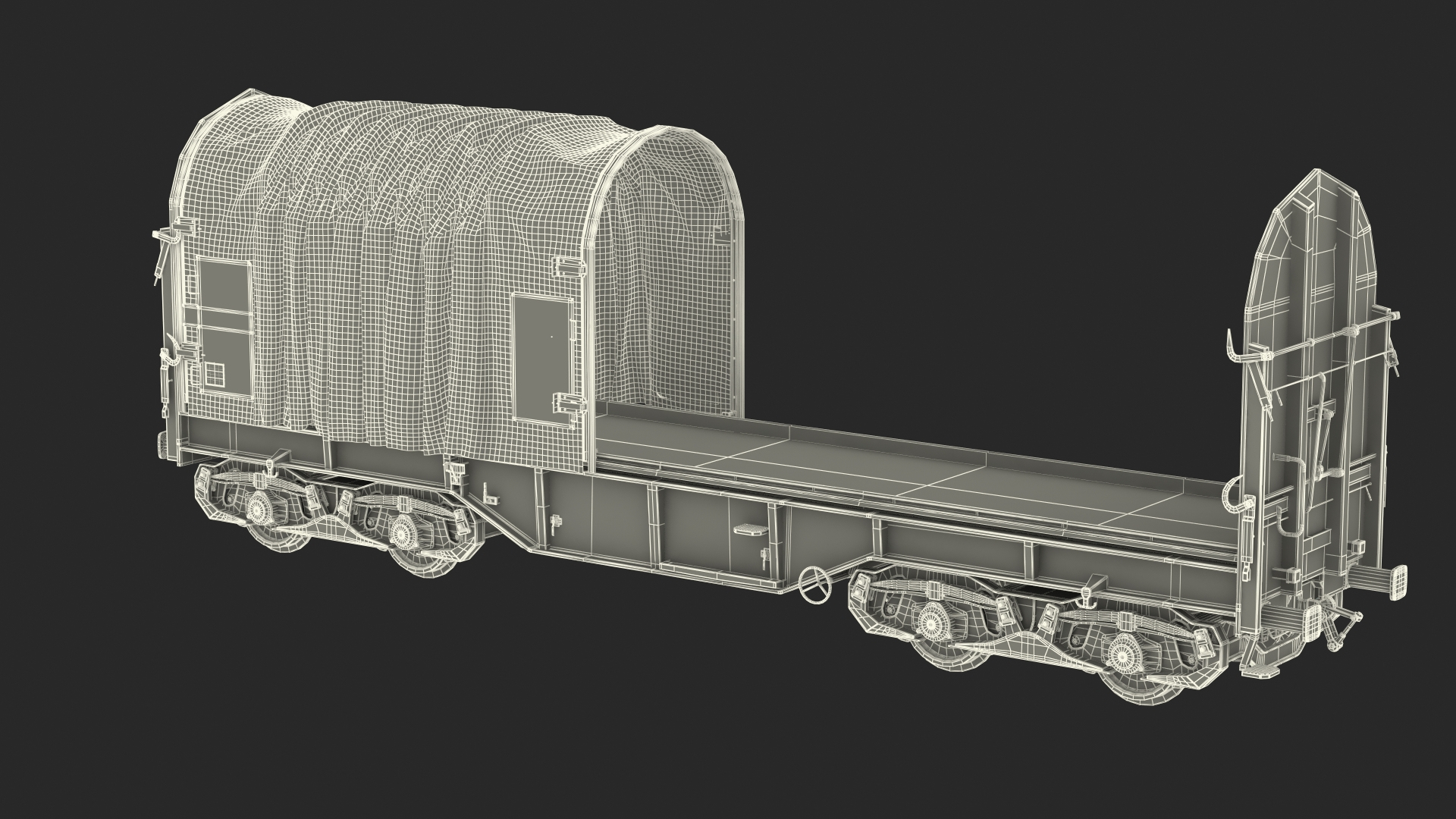 3D Model DB Cargo Coil Transporter Tarpaulin Freight Wagon No Interior Clear - TurboSquid 1796052