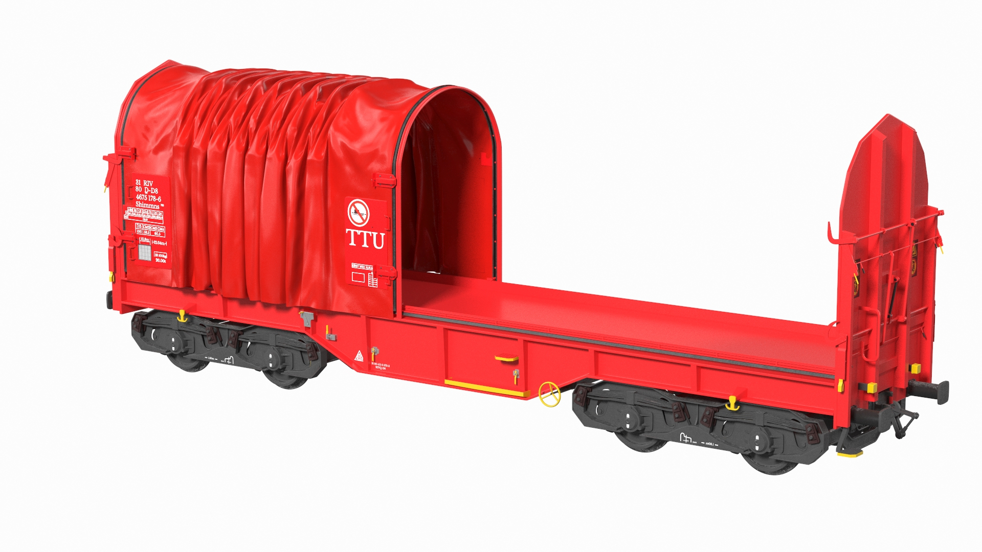 3D Model DB Cargo Coil Transporter Tarpaulin Freight Wagon No Interior Clear - TurboSquid 1796052