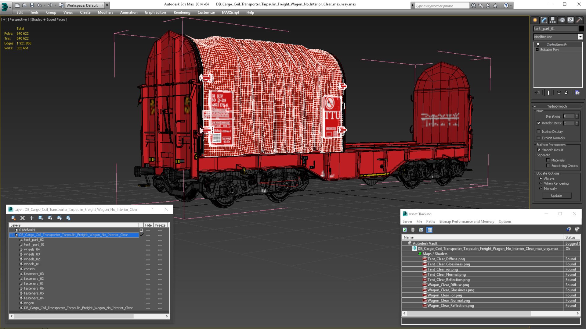 3D model DB Cargo Coil Transporter Tarpaulin Freight Wagon No Interior Clear - TurboSquid 1796052