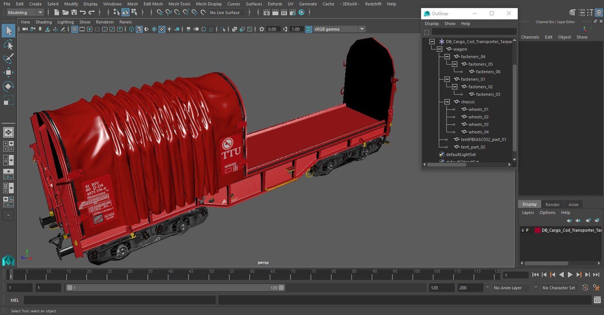 3D model DB Cargo Coil Transporter Tarpaulin Freight Wagon No Interior Clear - TurboSquid 1796052