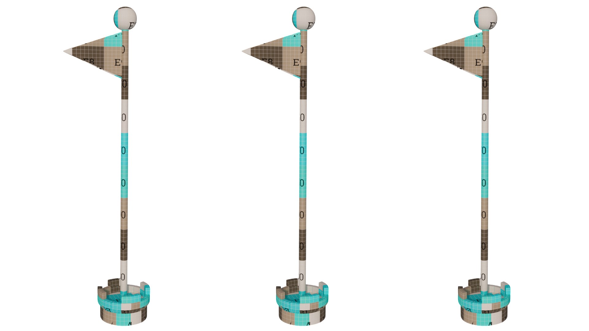 3D Goal Pole With 3 Different Flags - Mario Model - TurboSquid 2070845