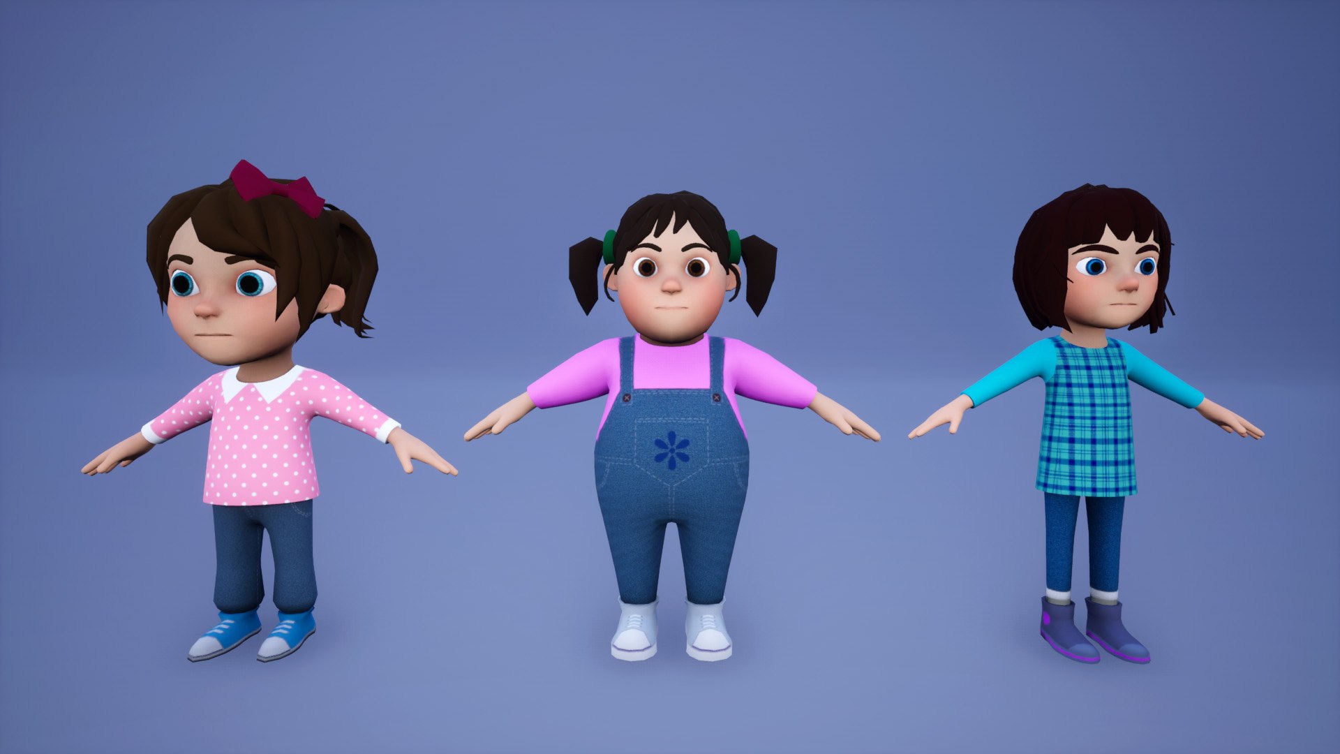 Toon Kids Character With Props 3D Model - TurboSquid 2327209