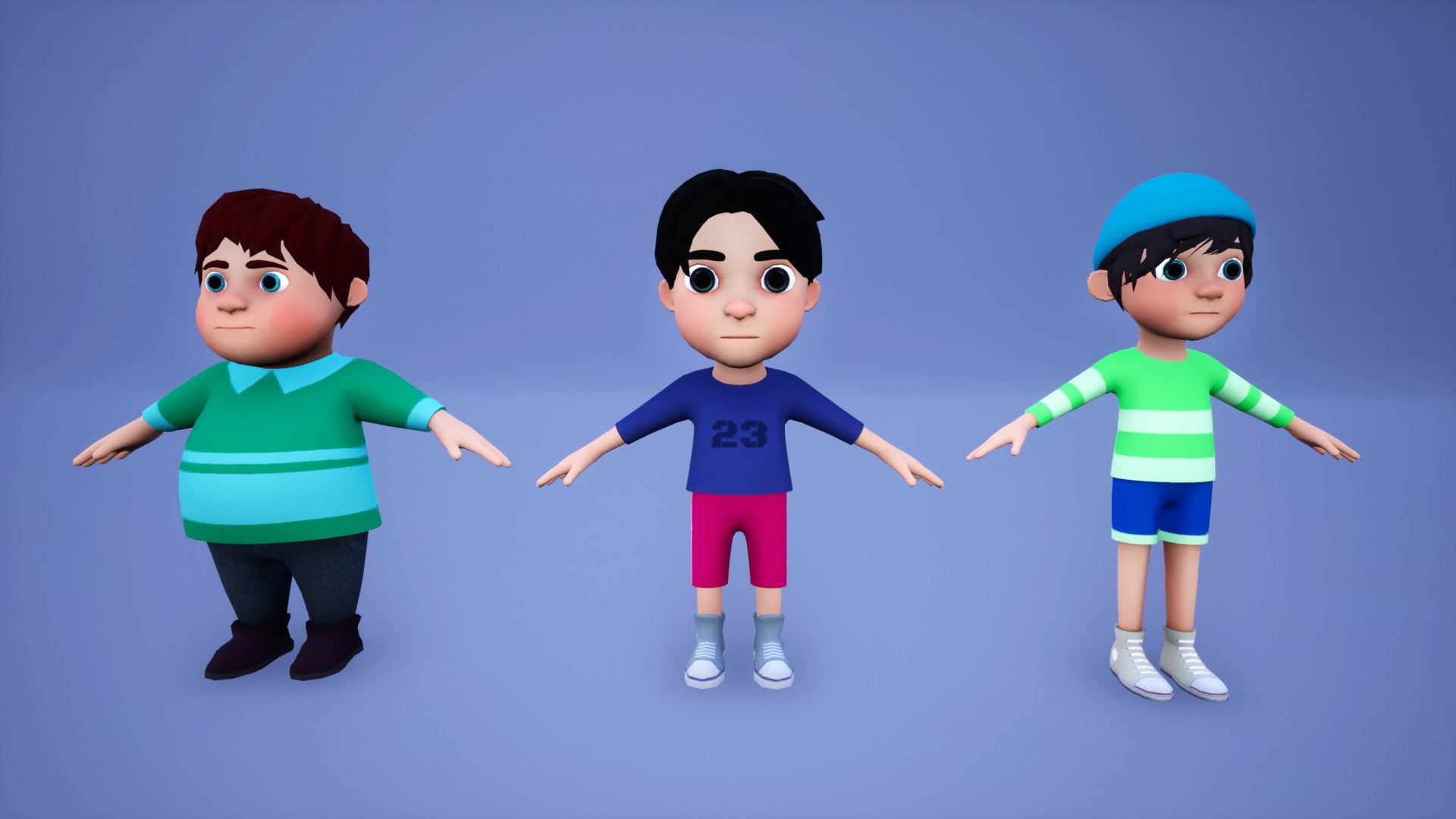 Toon Kids Character With Props 3D Model - TurboSquid 2327209