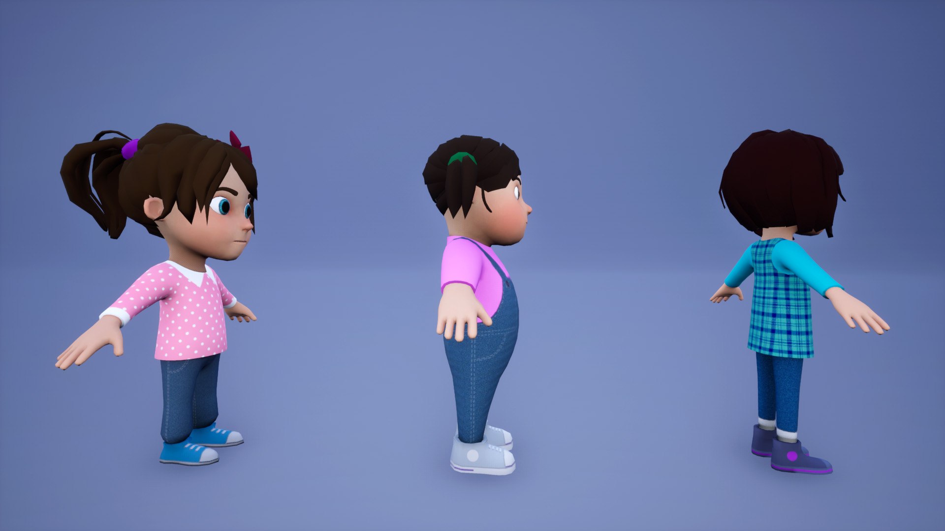 Toon Kids Character With Props 3D Model - TurboSquid 2327209